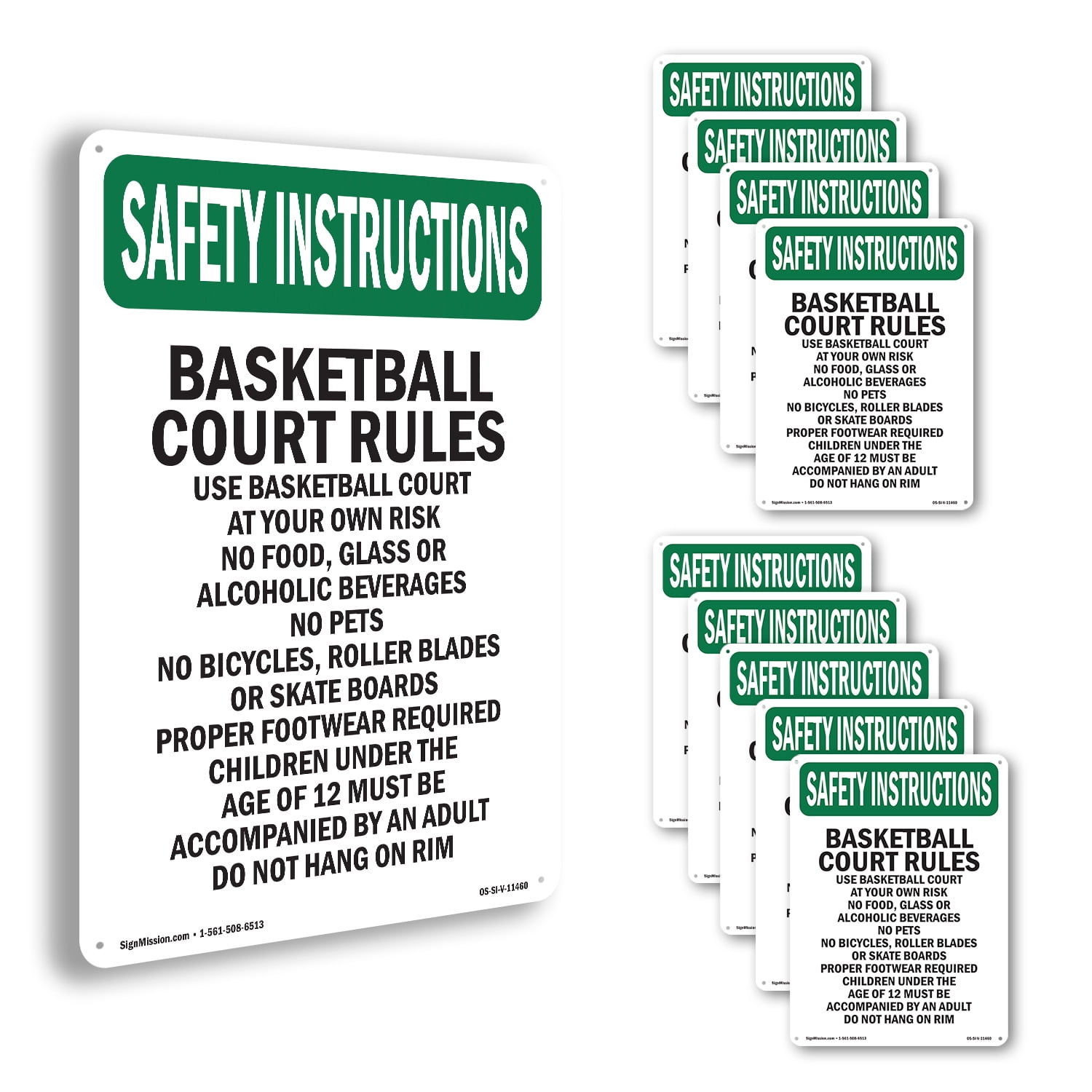 Basketball Court Rules Use Basketball OSHA Safety Instructions Aluminum ...