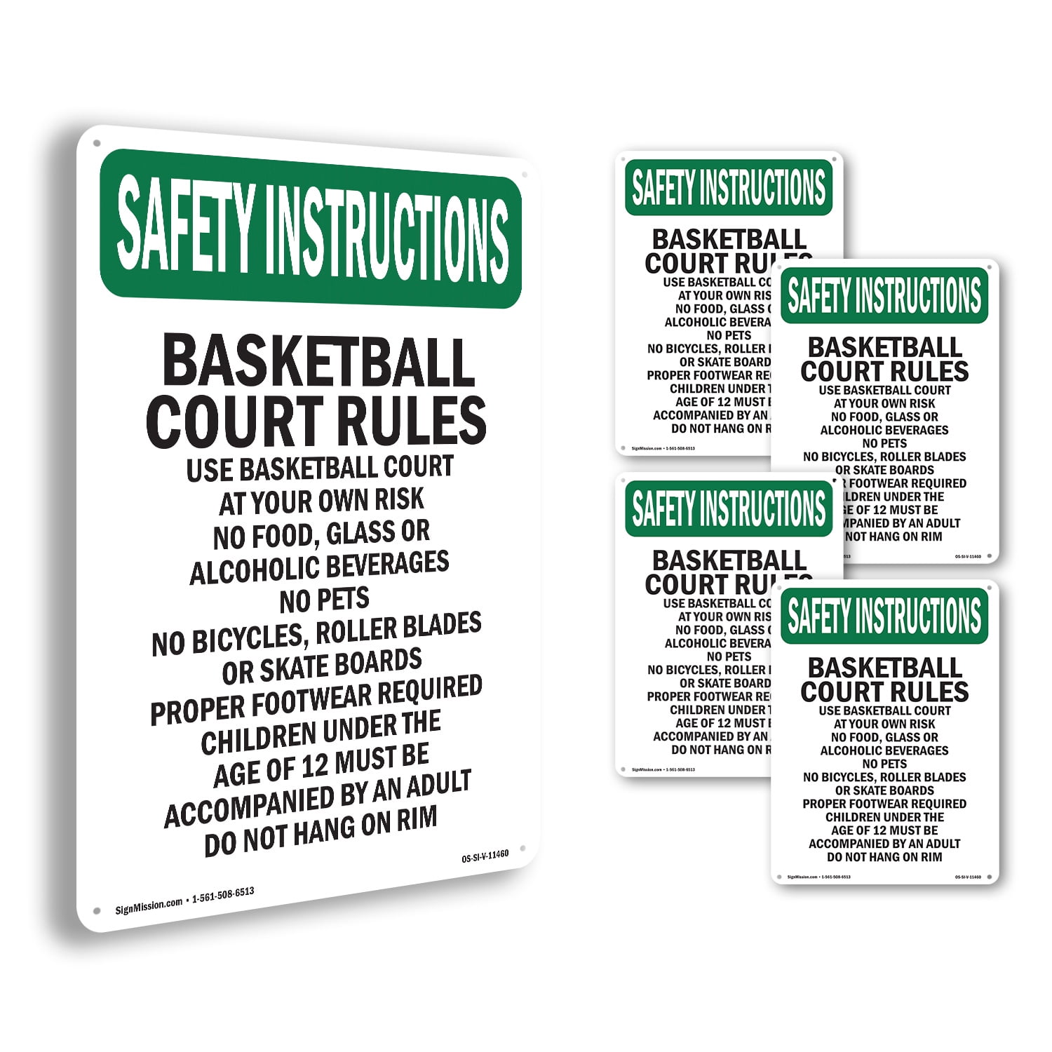 Basketball Court Rules Use Basketball OSHA Safety Instructions Rigid ...