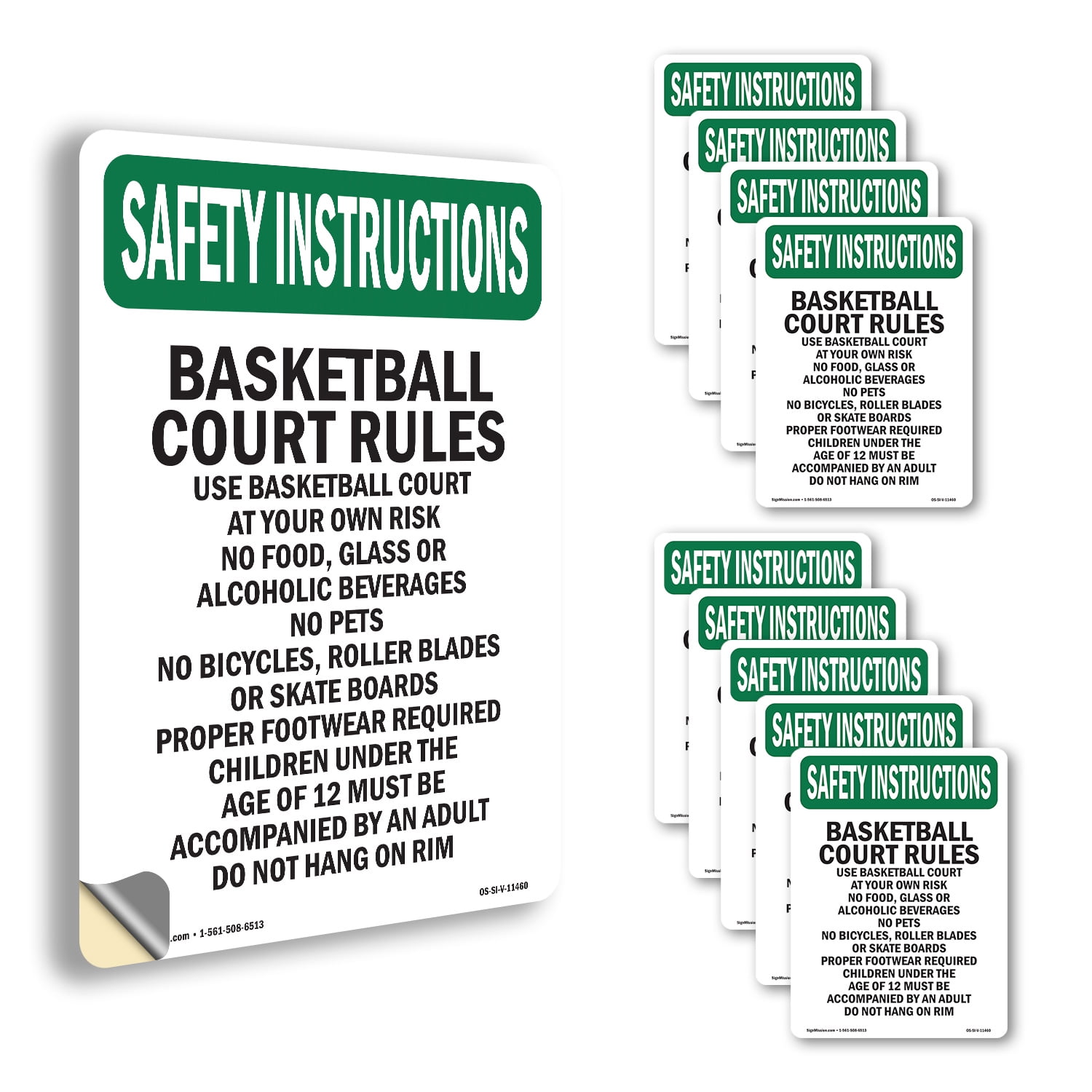 Basketball Court Rules Use Basketball OSHA Safety Instructions Vinyl ...