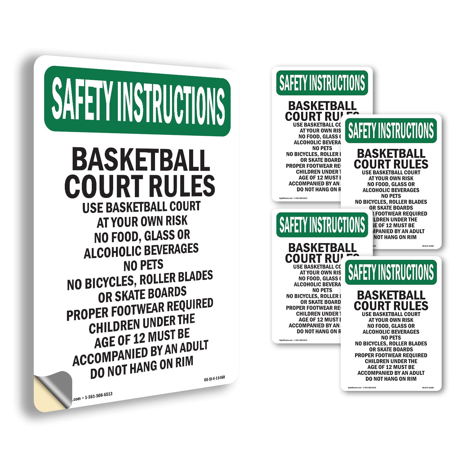Basketball Court Rules Use Basketball OSHA Safety Instructions Vinyl ...