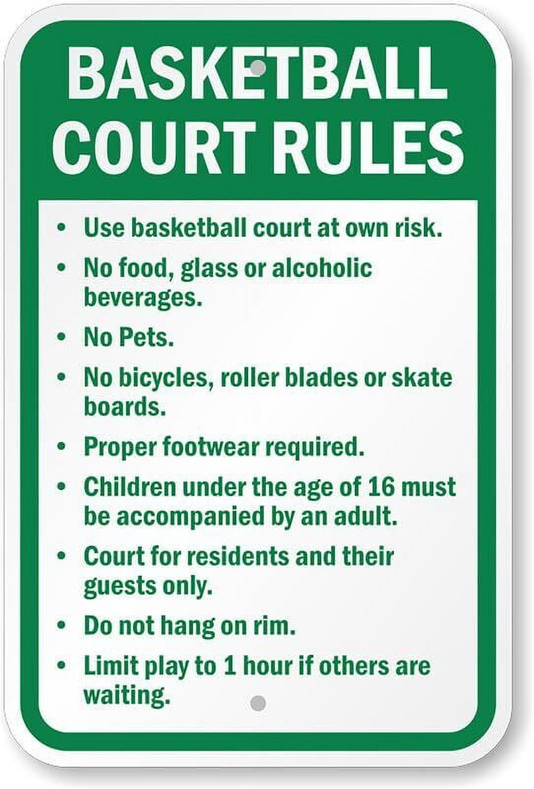 Basketball Court Rules Weatherproof Metal Sign Size: 12" x 16 ...
