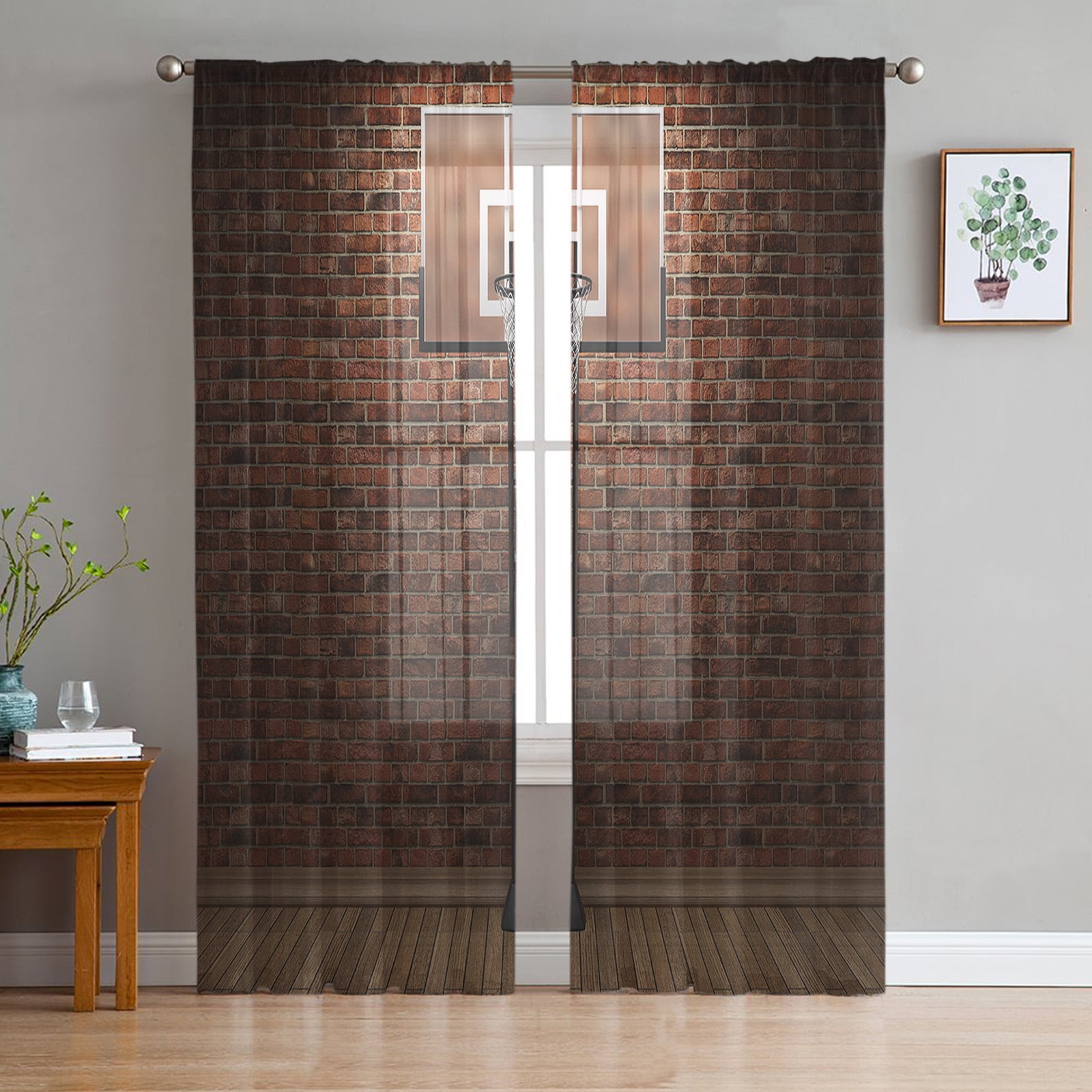 Basketball Court Stadium Sports Field Sheer Curtains for Living Room ...