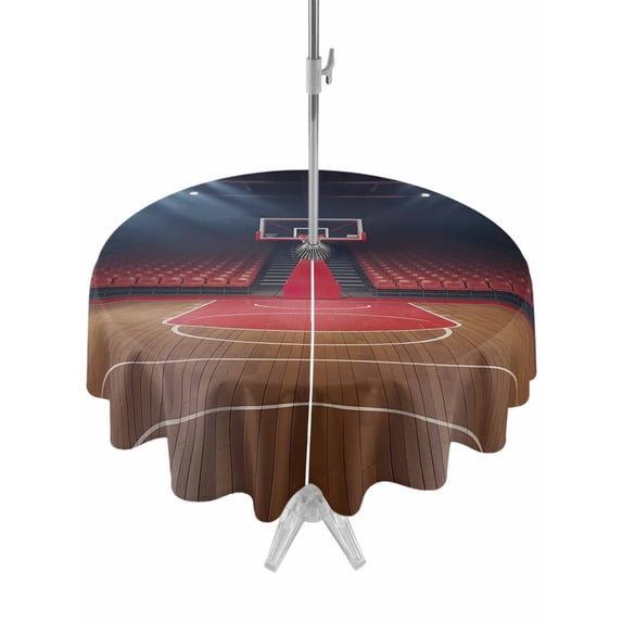 Basketball Court Table Cloth Round Tablecloth, Indoor Sports Field ...