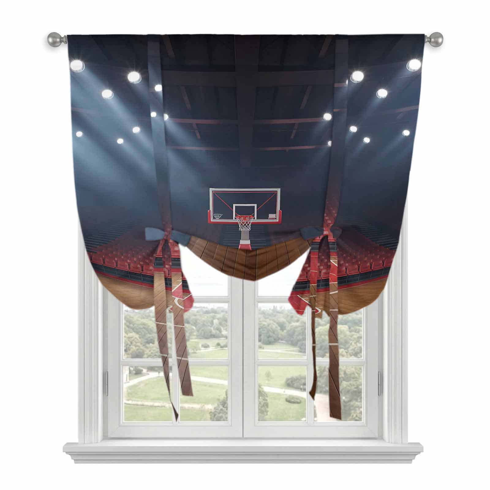 Basketball Court Tie Up Curtain Valance for Window,Adjustable Rod ...