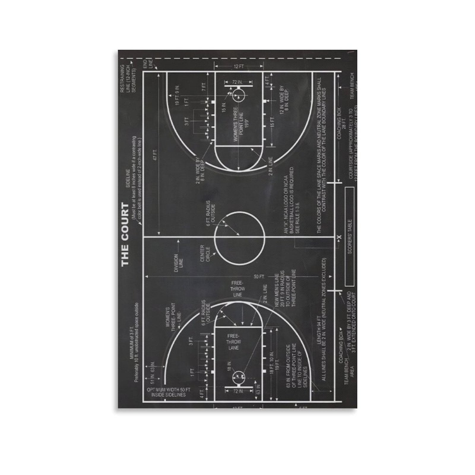 Basketball Court Wall Art Basketball Gift Home Decor Ready to Hang ...