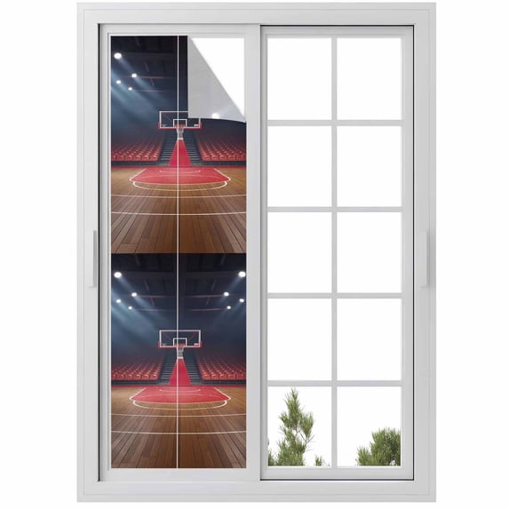 Basketball Court Window Privacy Film, Indoor Sports Field Scene Modern ...