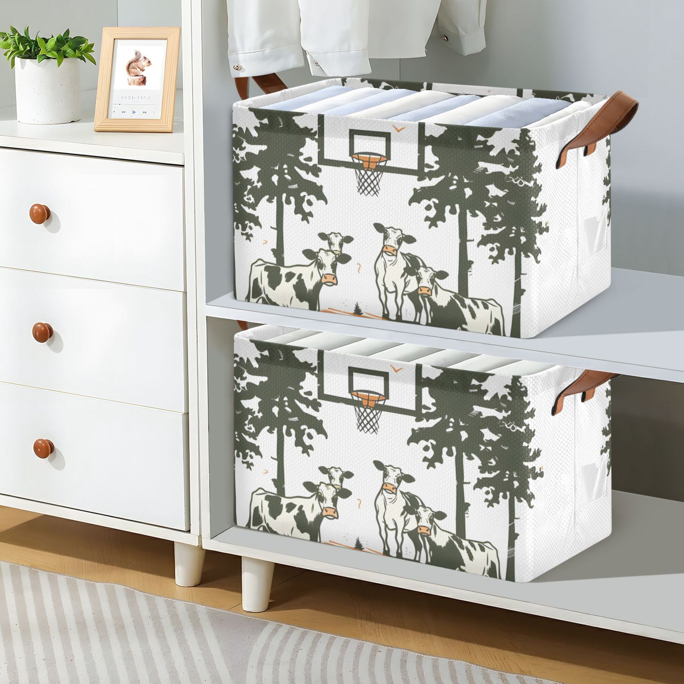 Basketball Cow Foldable Storage Large Fabric Storage Baskets Organizer ...