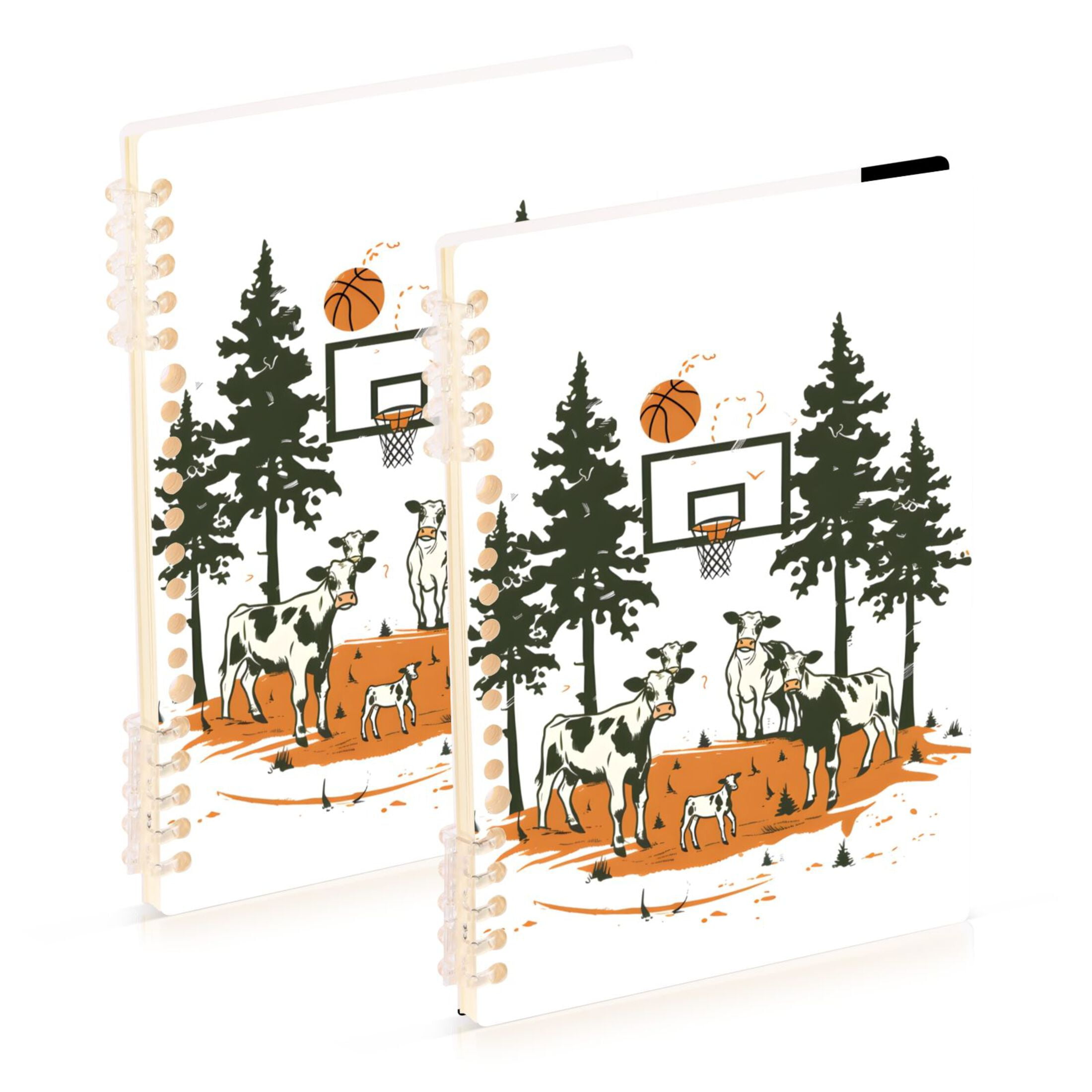 Basketball Cow Ring Binder Notebook Journey Note Diary College Ruled ...