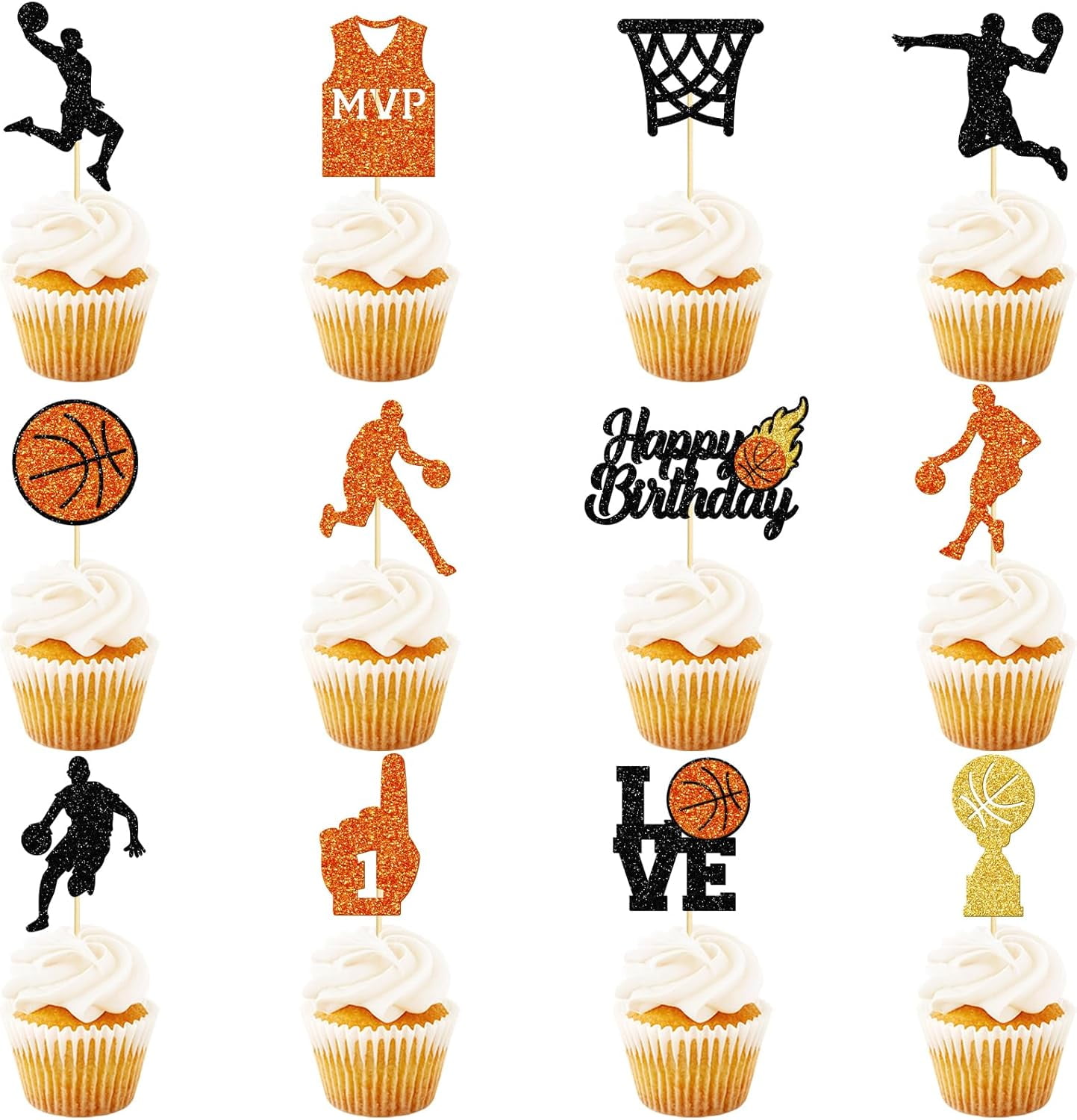 Basketball Cupcake Toppers, Basketball Cake Decorations, Sports Cupcake ...