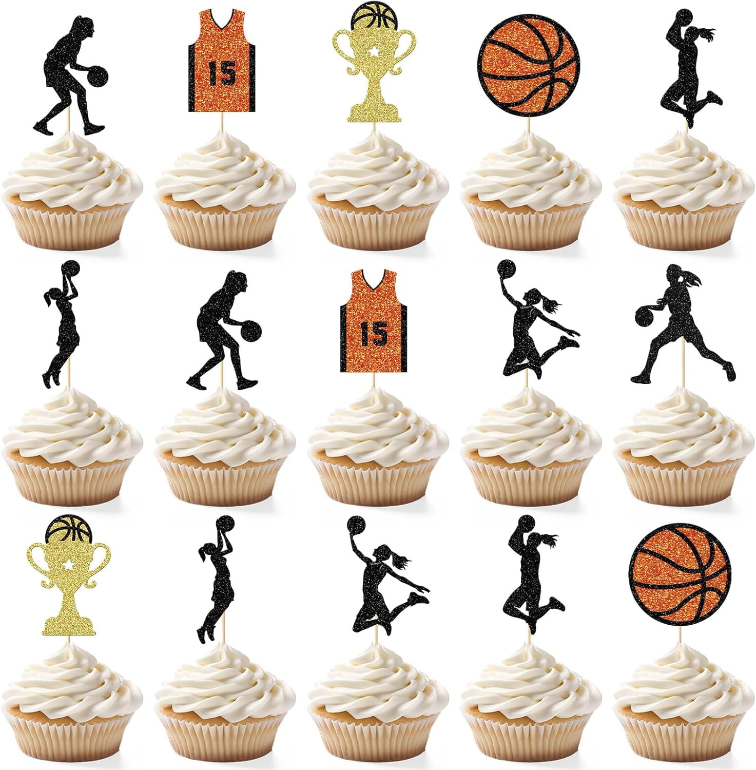 Basketball Cupcake Toppers for Girls, Basketball Cake Decorations ...