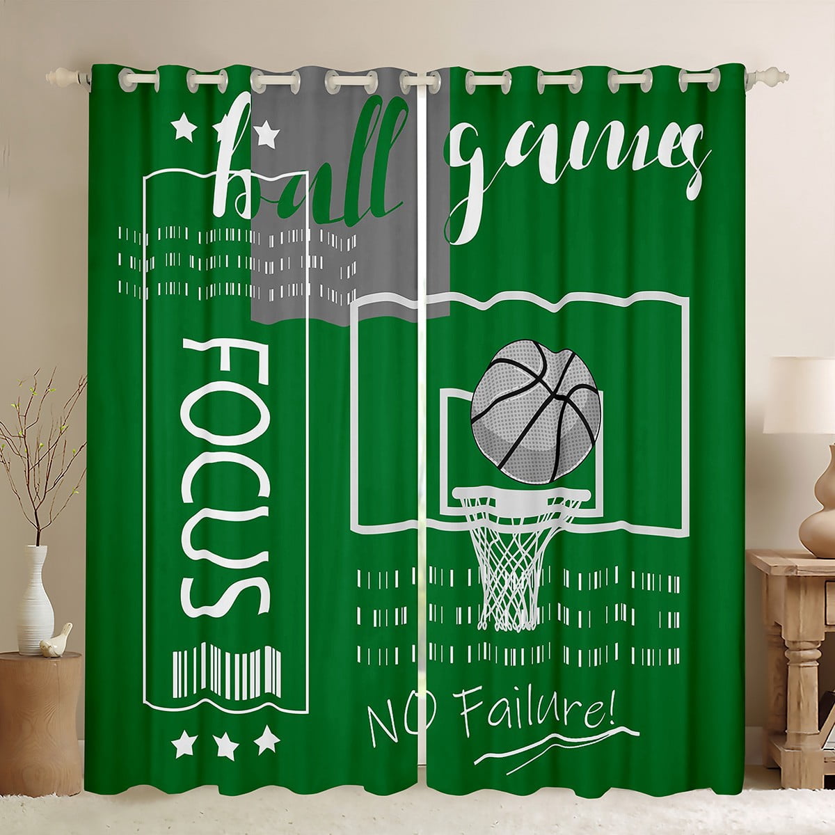 Basketball Curtains Basketball Court Curtains Drapes Bedroom,Green ...