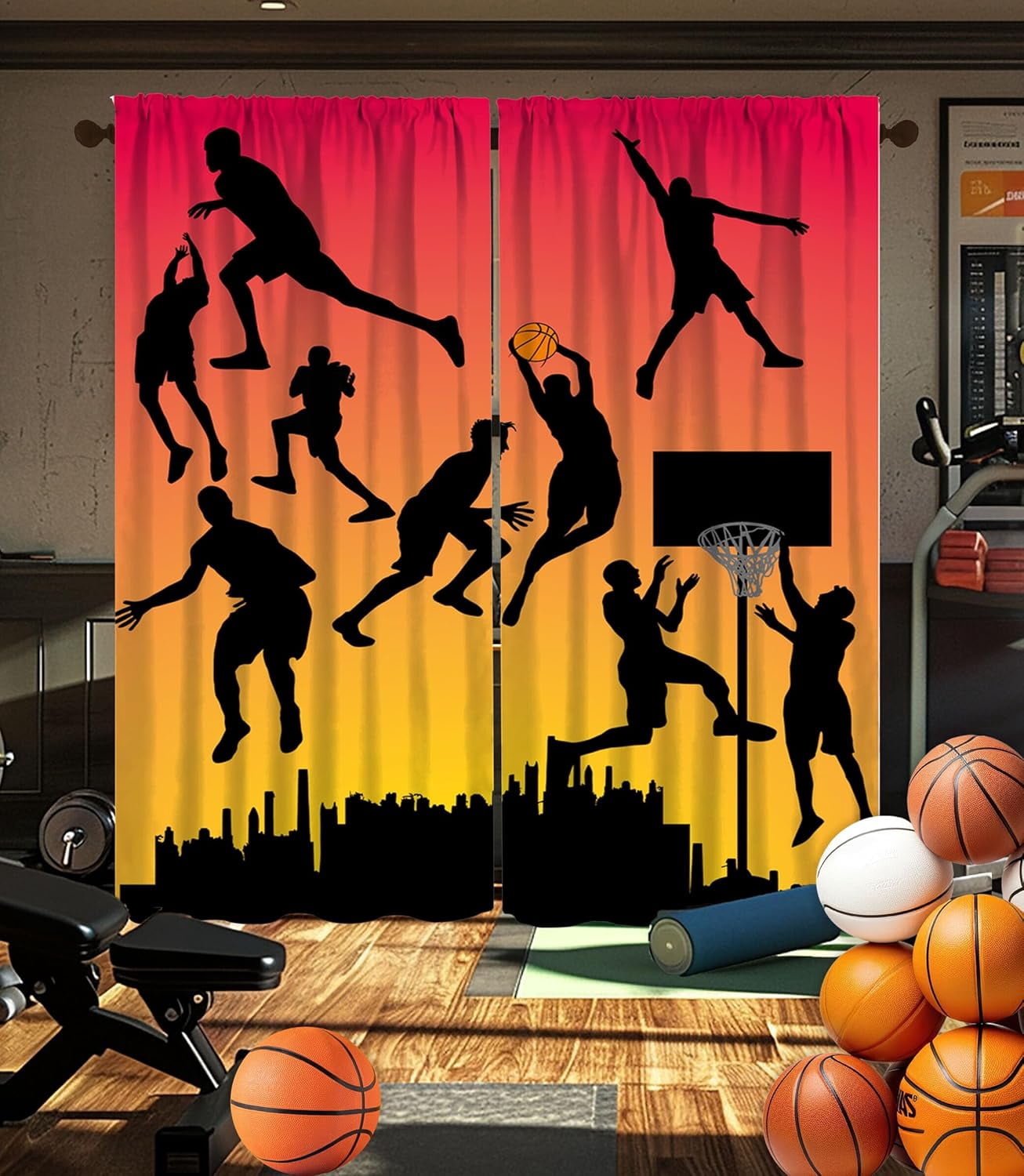 Basketball Curtains for Boys Bedroom,Modern Sports Basketball Court ...