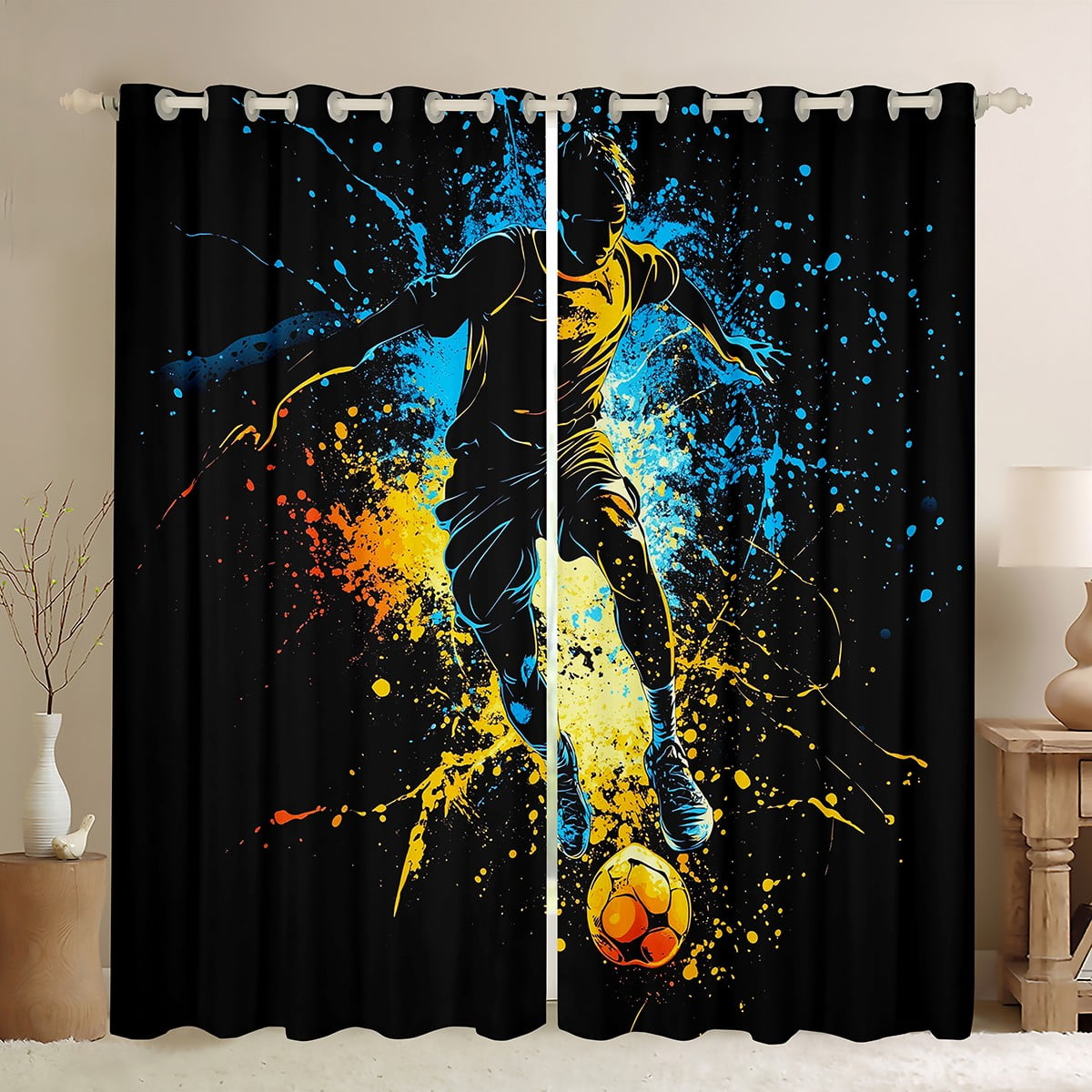 Basketball Curtains & Drapes 3D Ball Game 30%-50% Blackout Curtains ...