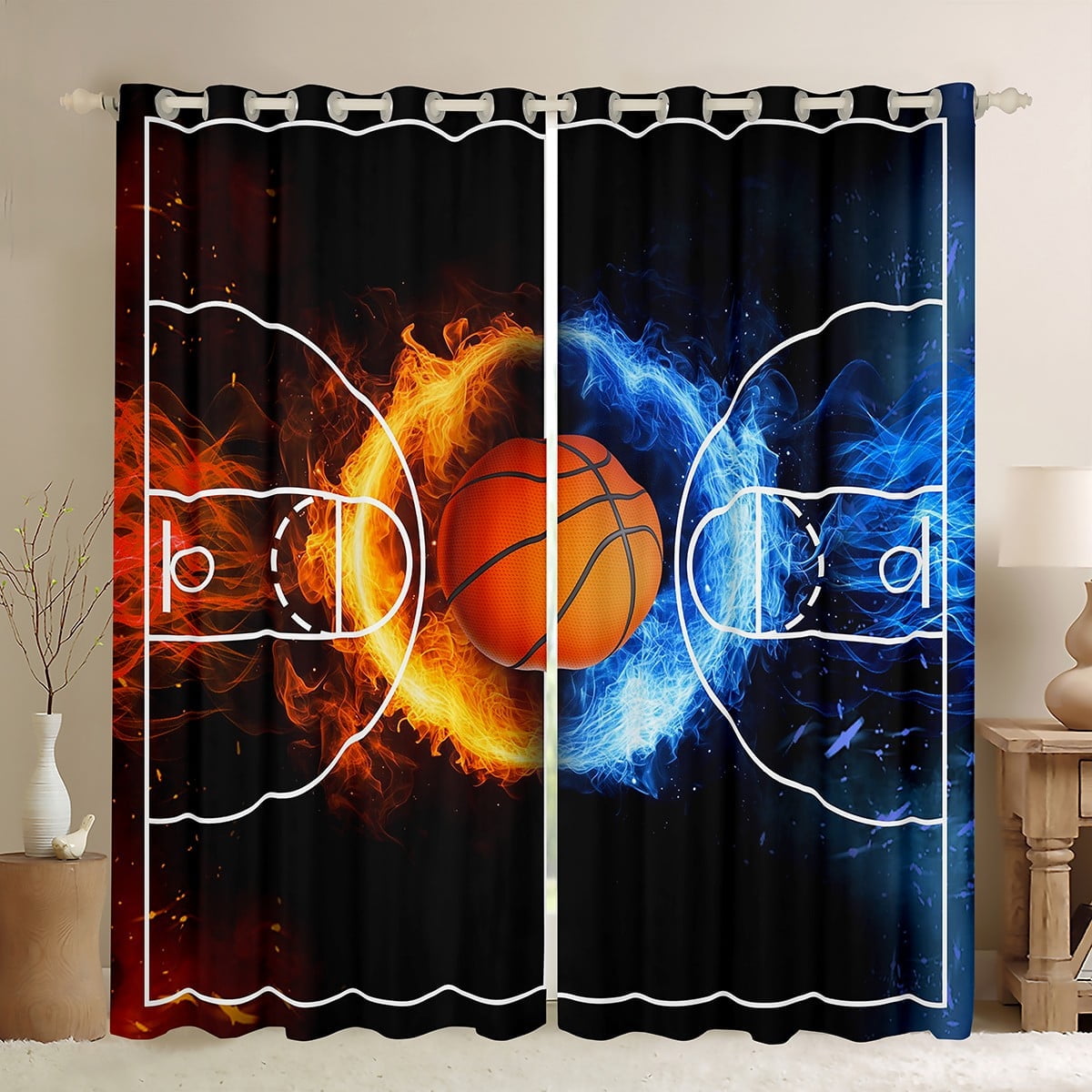 Basketball Curtains & Drapes Teens Sports 30%-50% Blackout Curtains ...