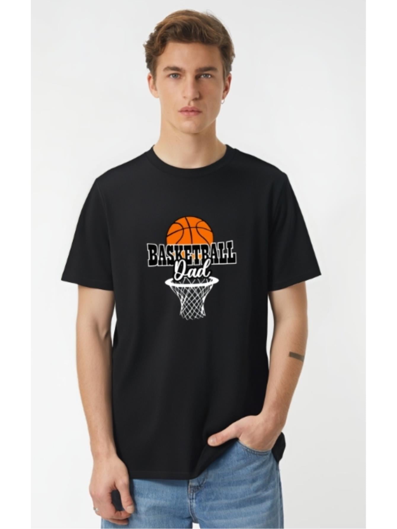 Basketball Dad Print T Shirt, Tees for Men, Casual Short Sleeve T-shirt ...