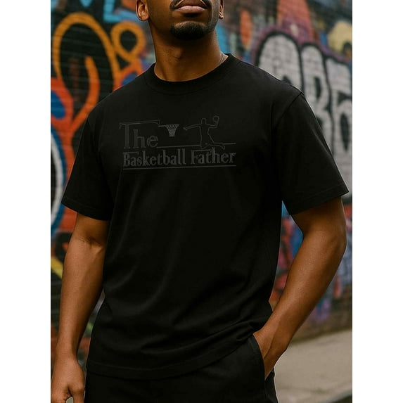 Basketball Dad Tee men's Exercise 180G 100% Cotton black Dumbbell gym ...