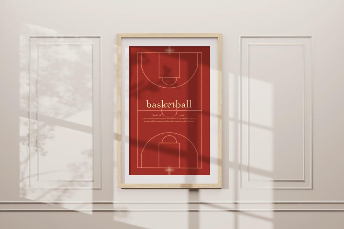 Basketball Definition Poster - Minimalist Basketball Court Wall Art ...