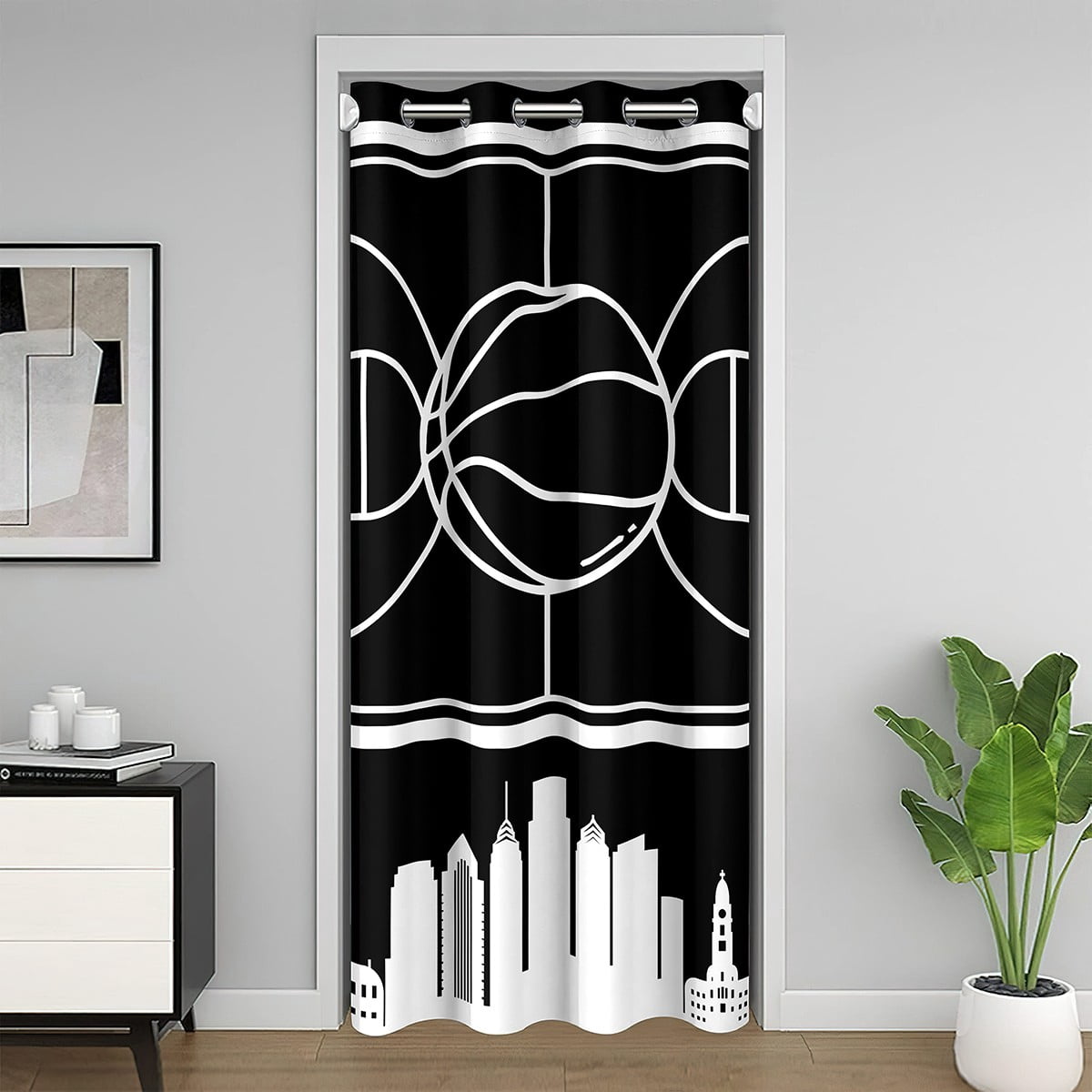 Basketball Door Curtain for Doorway Privacy,Geometric Ball Game Door ...