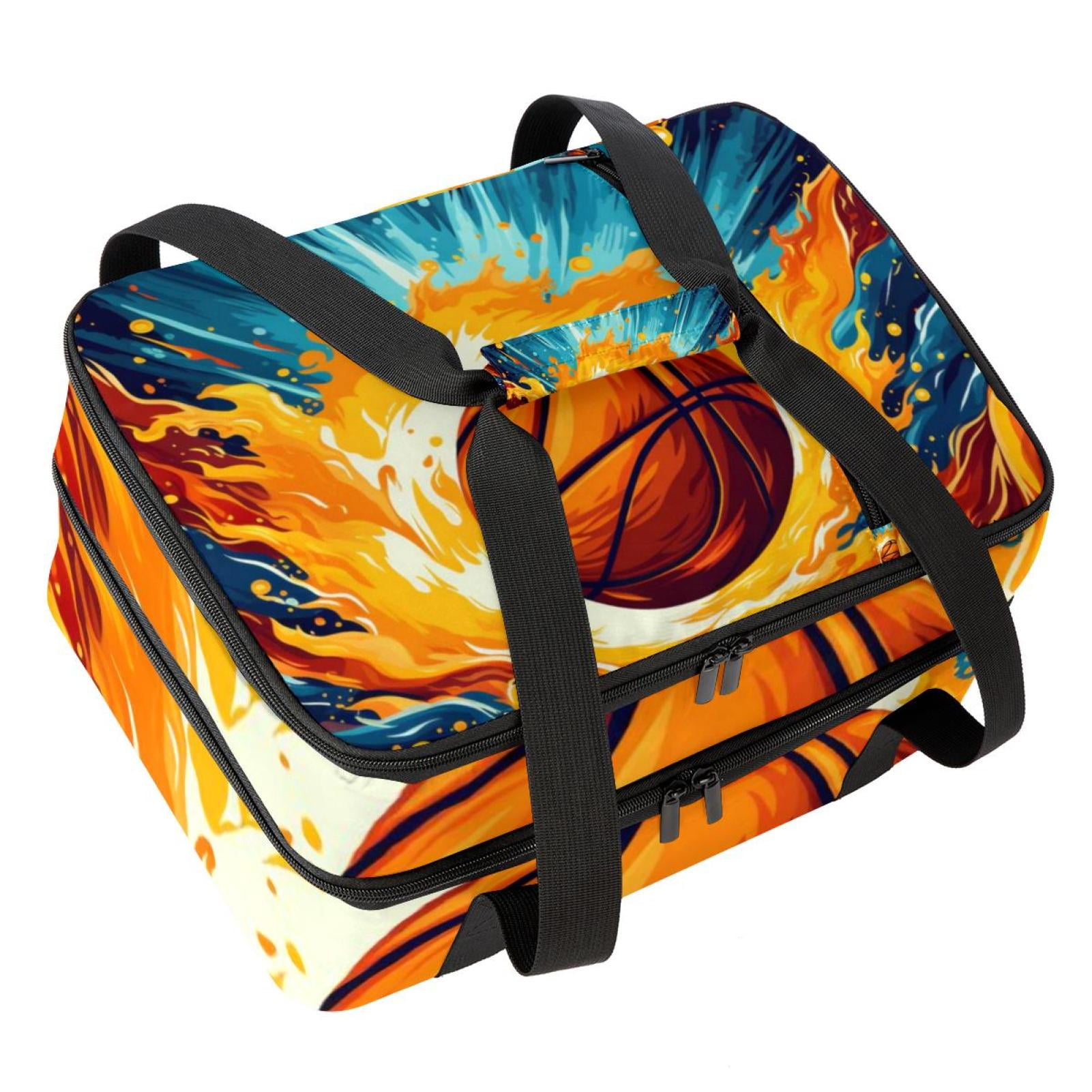 Basketball Double Layered Insulated Lunch Bag with Two Compartments ...