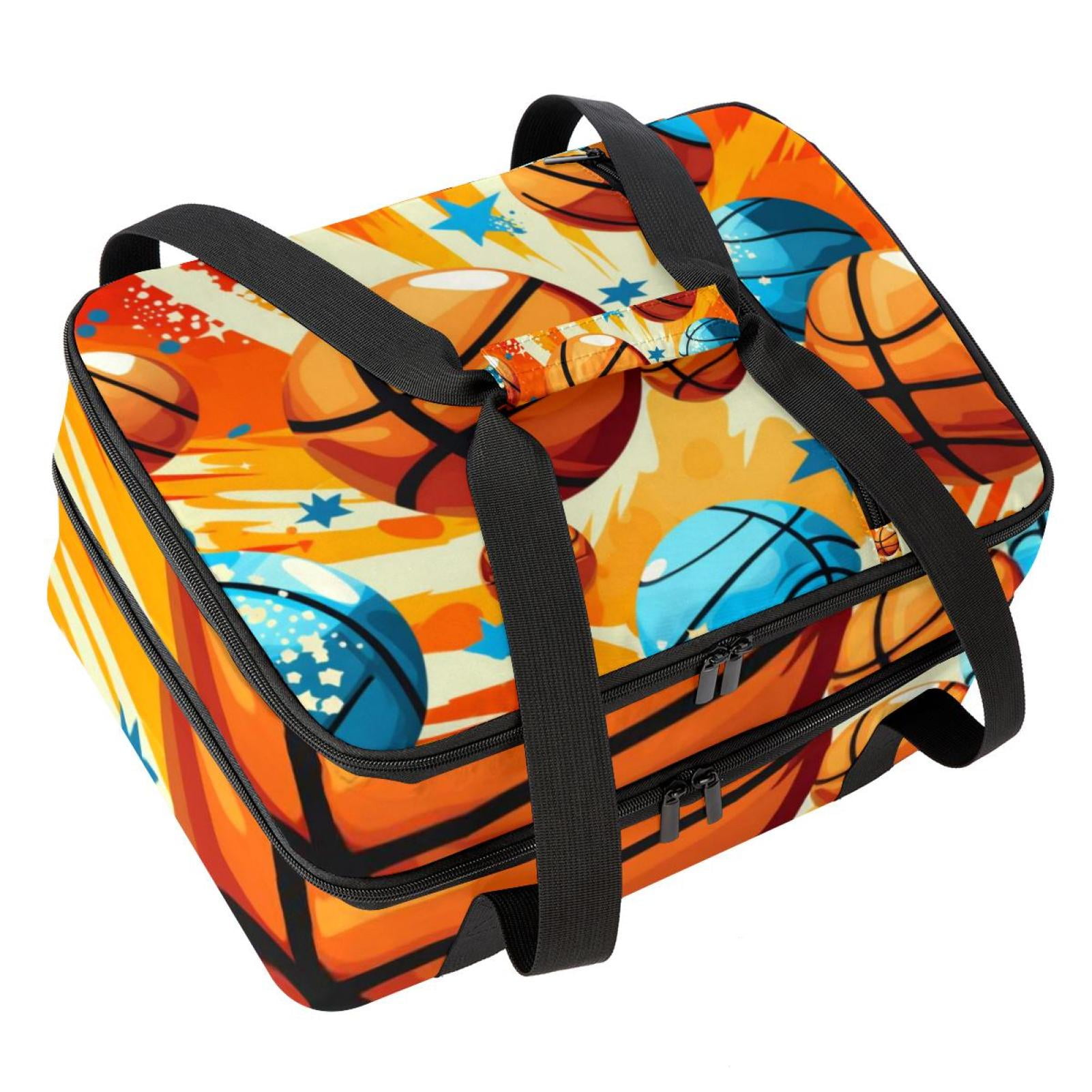 Basketball Double Layered Insulated Lunch Bag with Two Compartments for ...