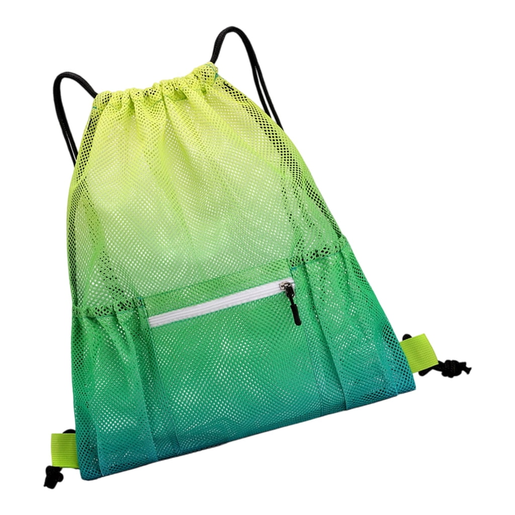 Basketball Drawstring Backpack Mesh Drawstring Bag with Zipper Pocket ...