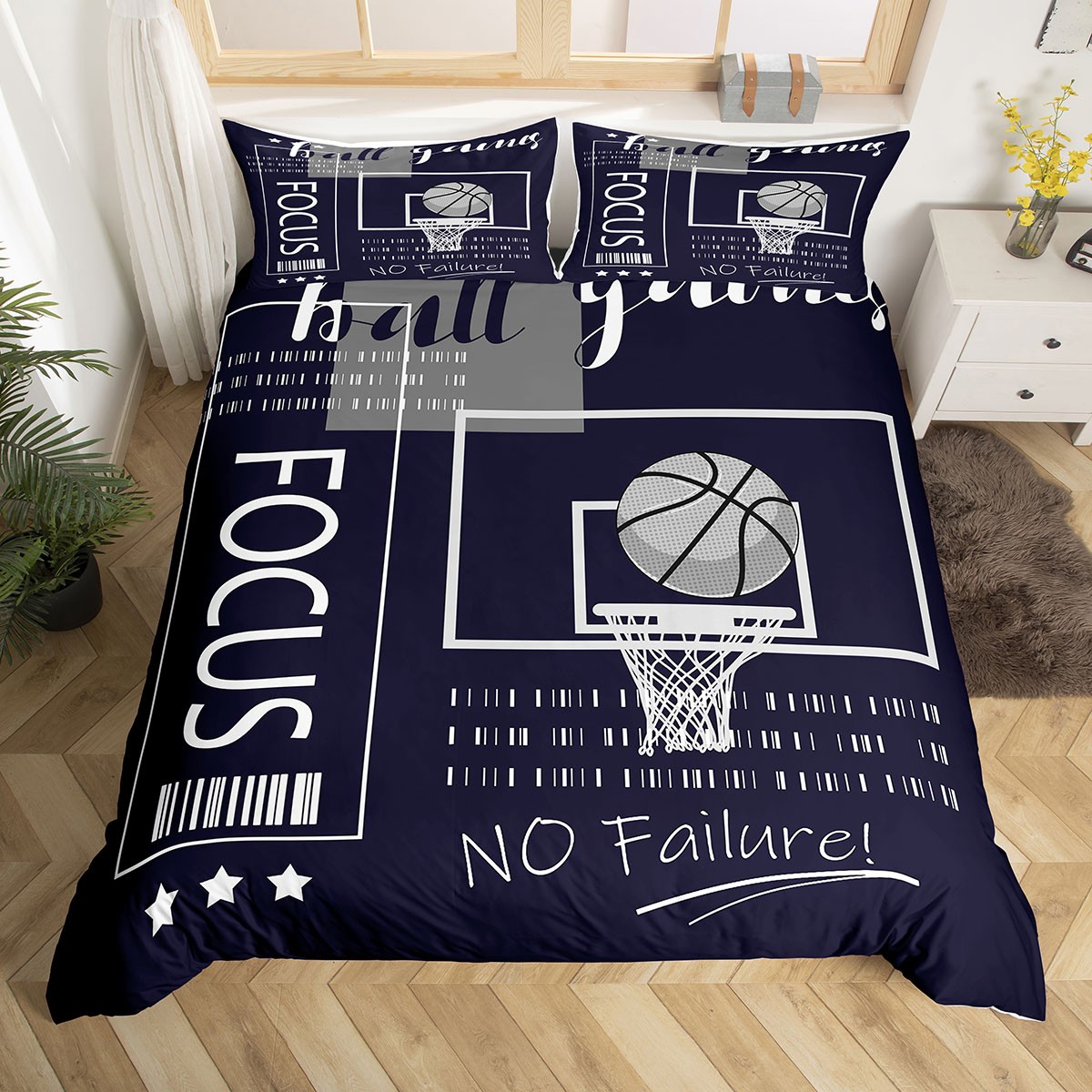 Basketball Duvet Cover Queen Size Sports Theme Bedding Sets,Dark Blue ...