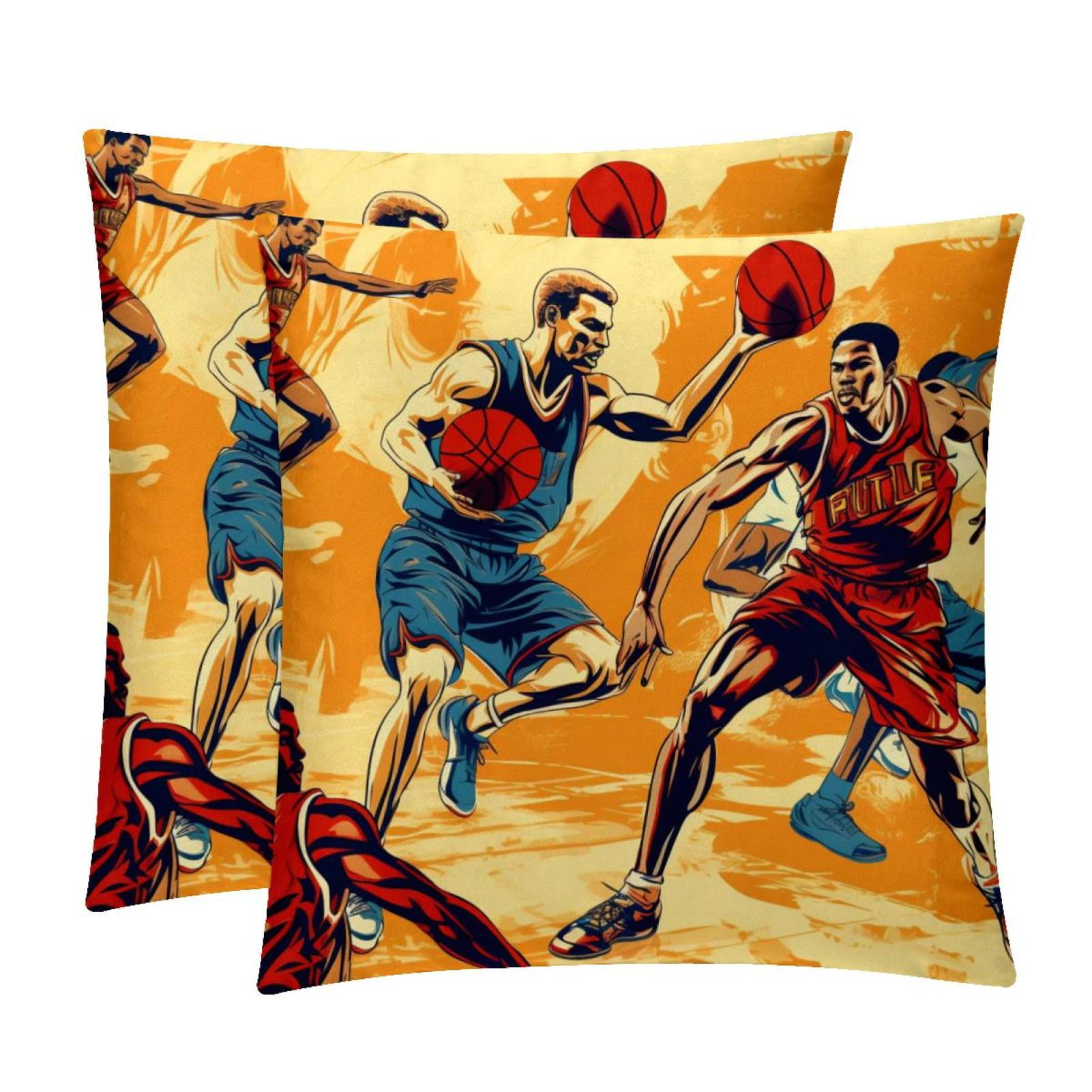 Basketball Elegant Velvet Throw Pillow Covers Set with Unique Patterns ...