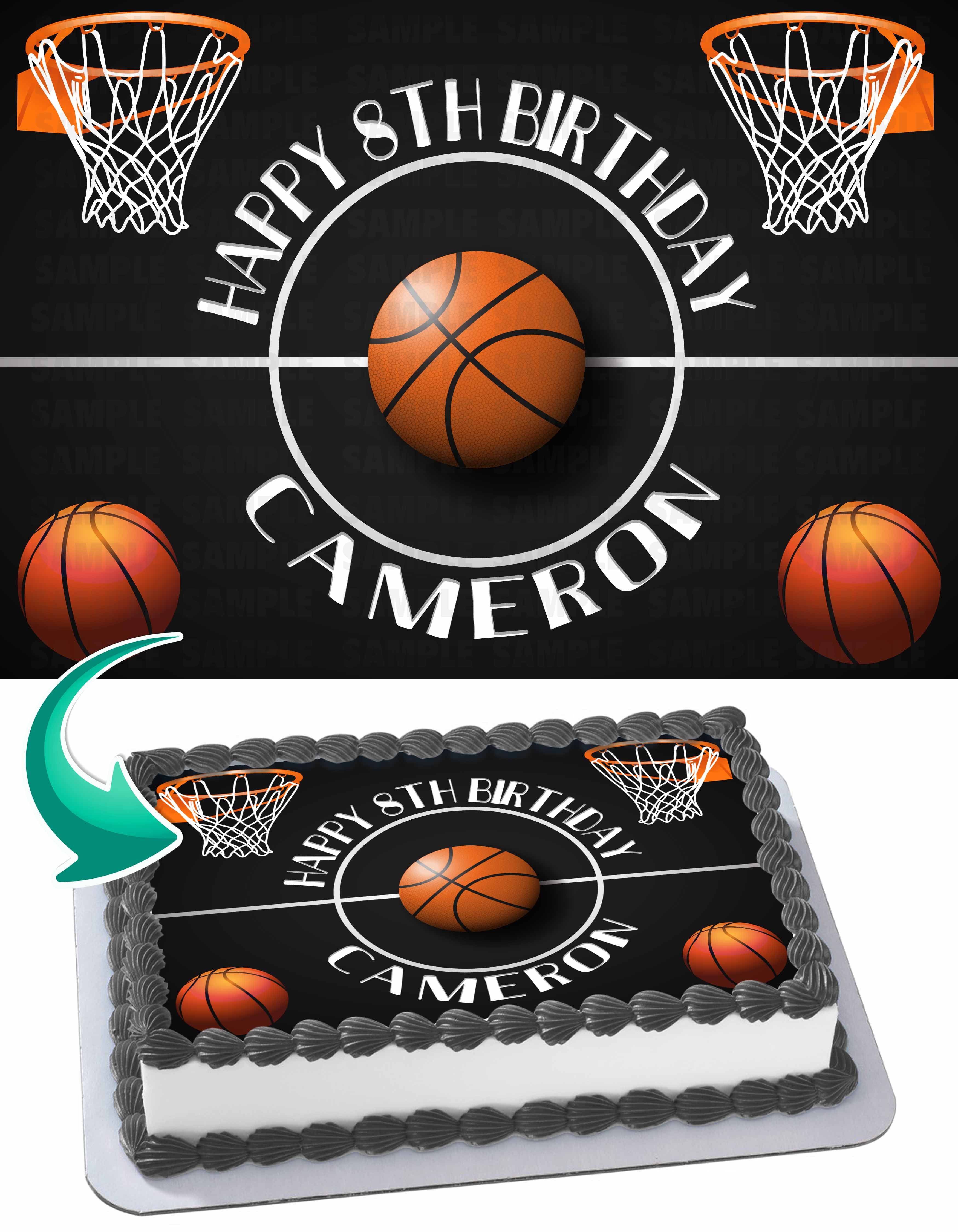 Basketball Fan Edible Image Cake Topper Personalized Birthday Sheet ...