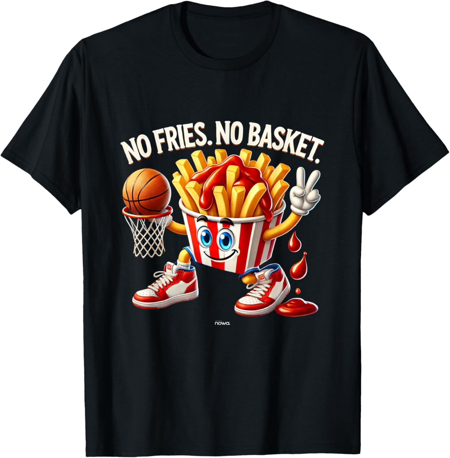 Basketball Fast Food Fun No Fries No Basket Striped T-Shirt - Walmart.com