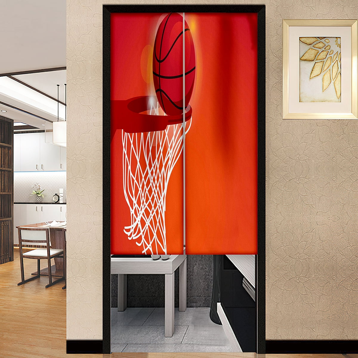 Basketball Fire Gradient Entrance Door Curtain Hanging Short Curtains ...
