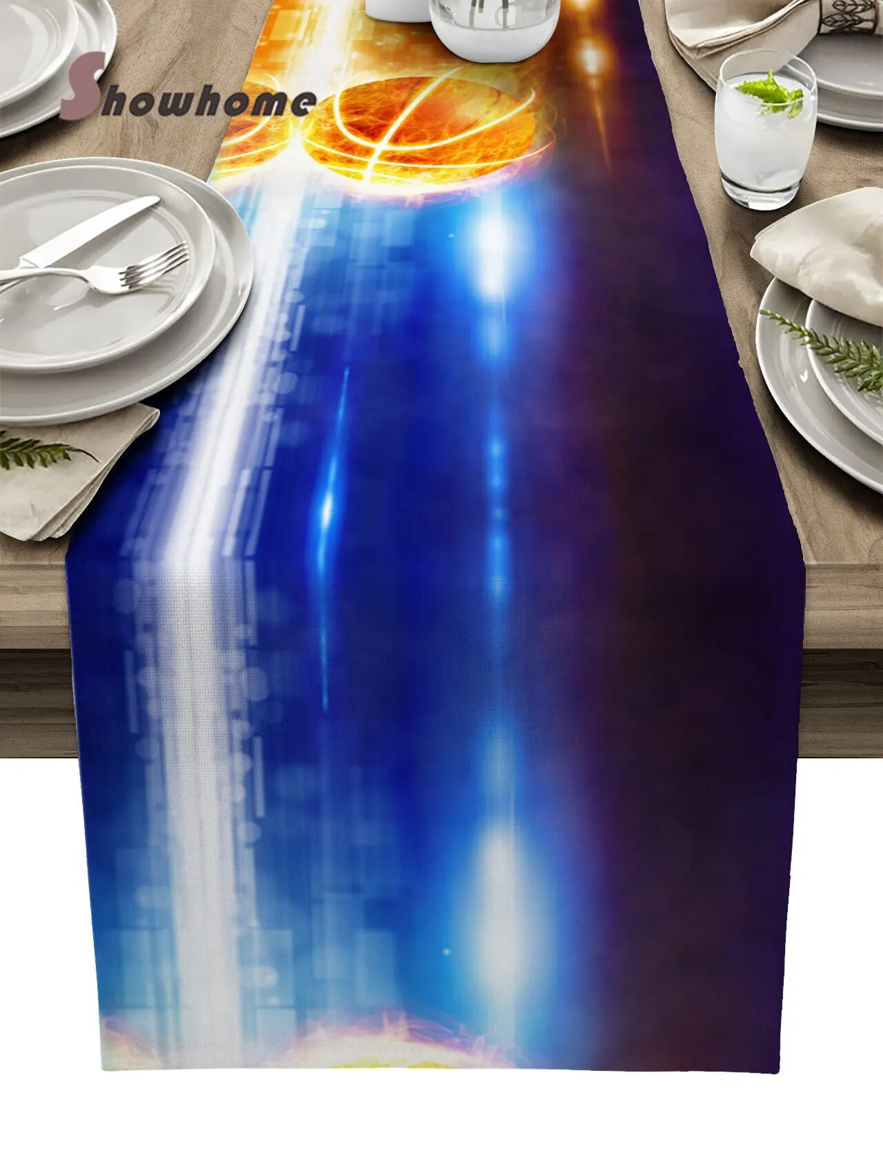 Basketball Fire Gradient Table Runner Wedding Party r Modern Coffee ...