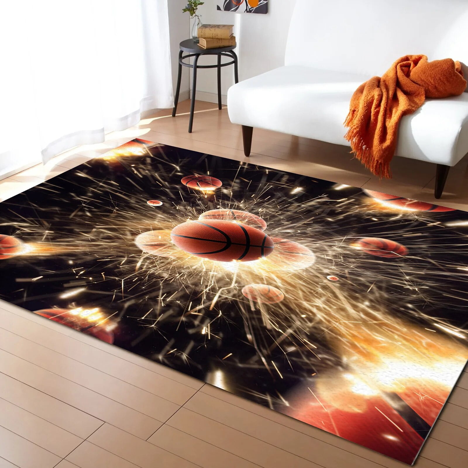 Basketball Flame Carpets for Living Room Household Bedside Rug Sofa and ...
