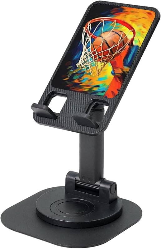 Basketball On The Floor Printed Arc-Shaped Base Rotating Phone Holder ...
