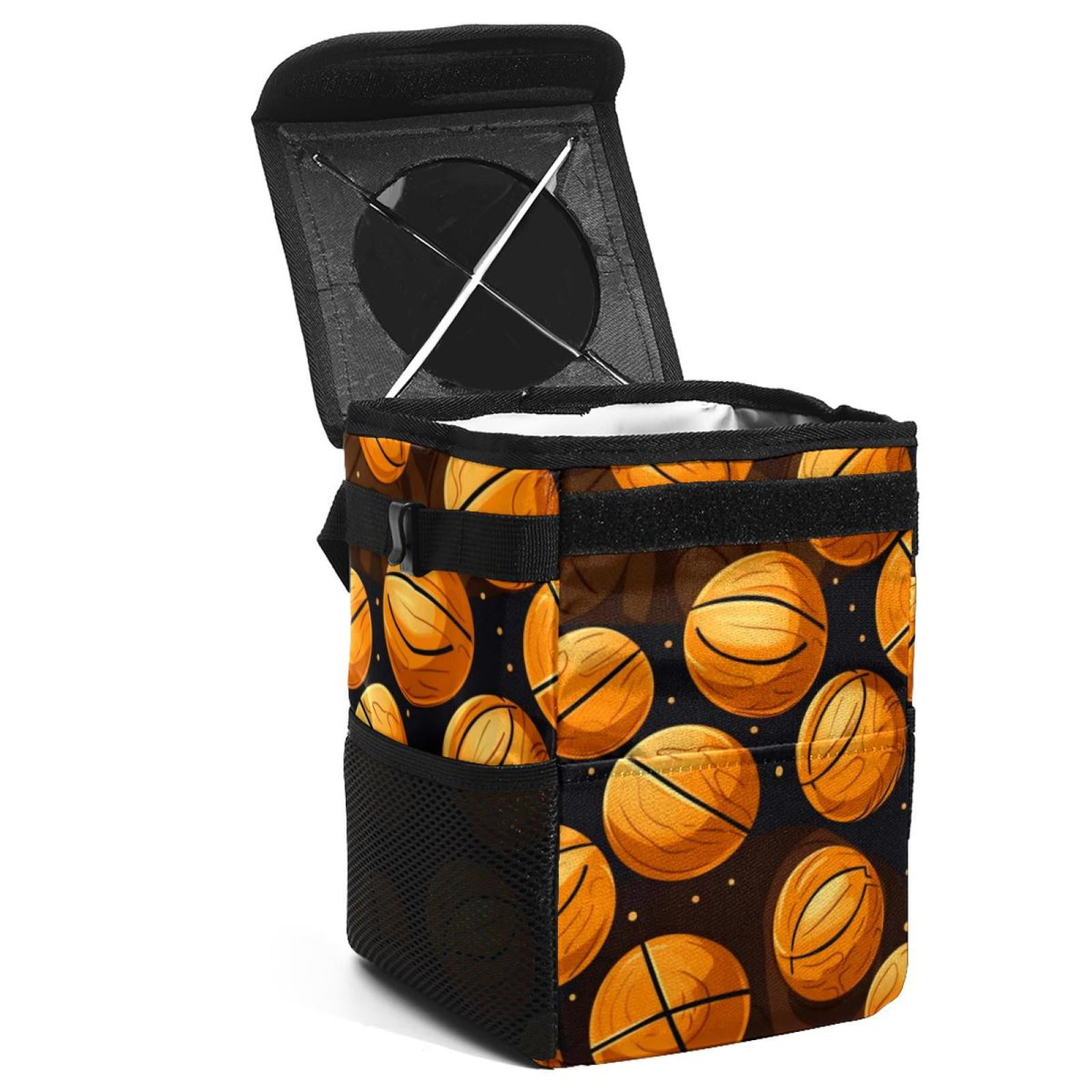 Basketball Foldable Car Garbage Can with Lid, Leak-Proof Mini Trash Can ...