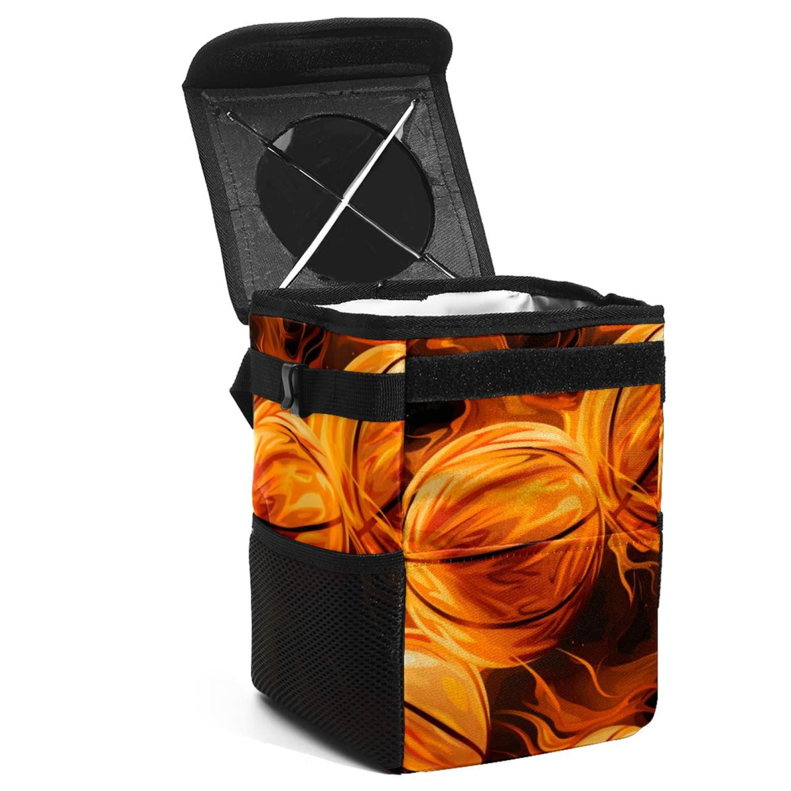 Basketball Foldable Car Trash Bin with Lid, Leak-Proof Mini Trash Can ...