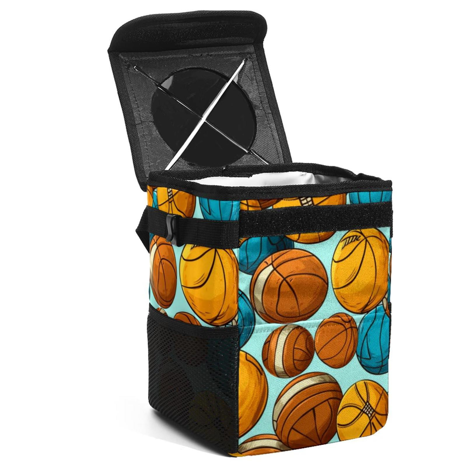 Basketball Foldable Car Trash Can with Lid, Leak-Proof Hanging Storage ...