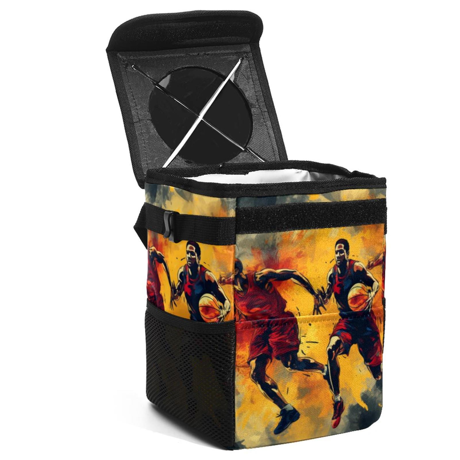 Basketball Foldable Car Trash Can with Lid, Leak-Proof, and Hanging ...