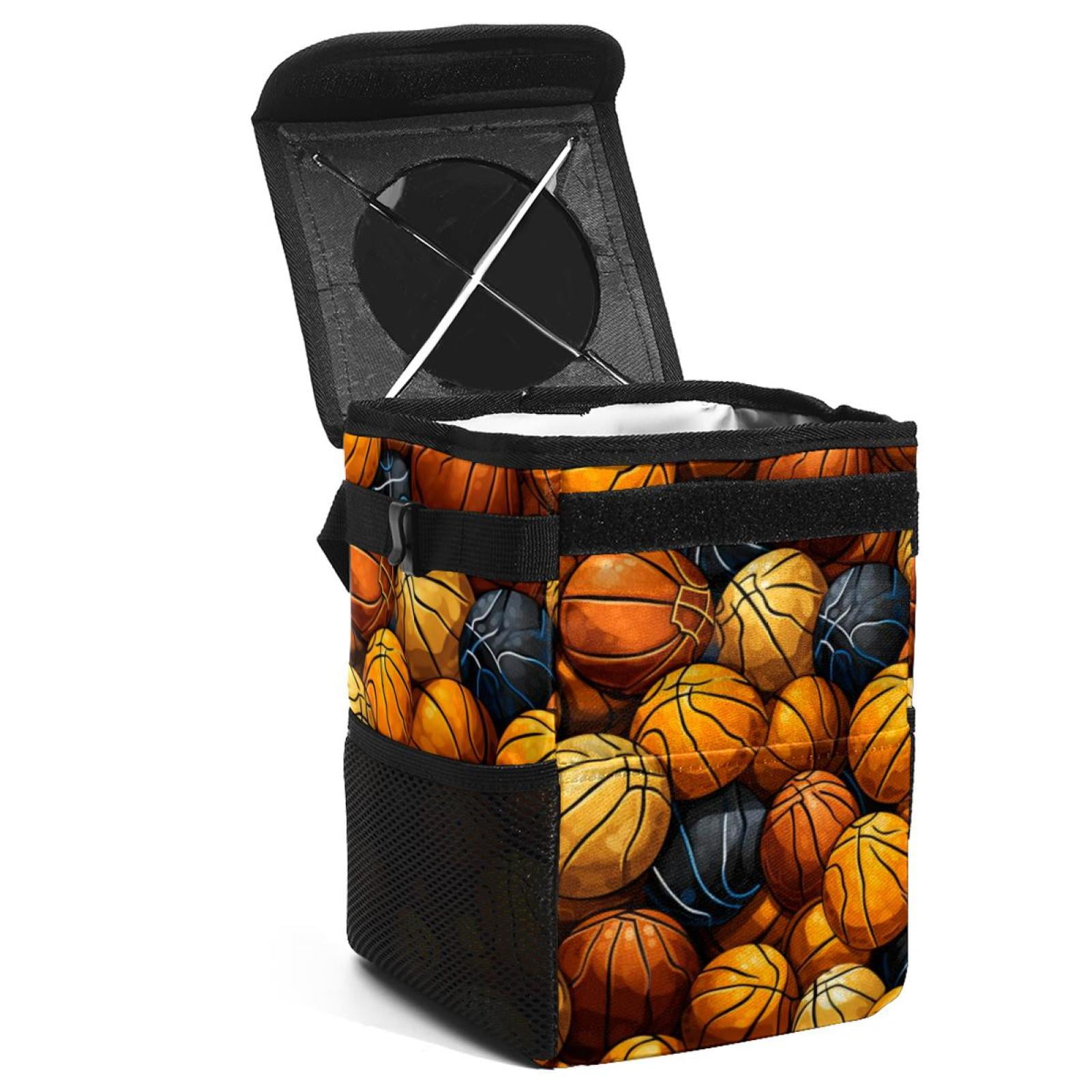Basketball Foldable Car Trash Can with Lid, Leak-Proof, and Hanging ...