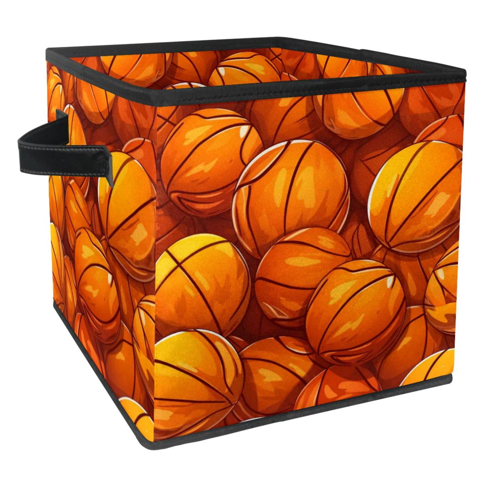 Basketball Foldable Storage Bin with Handle, 10.8"x10.5"x10.6", Large ...