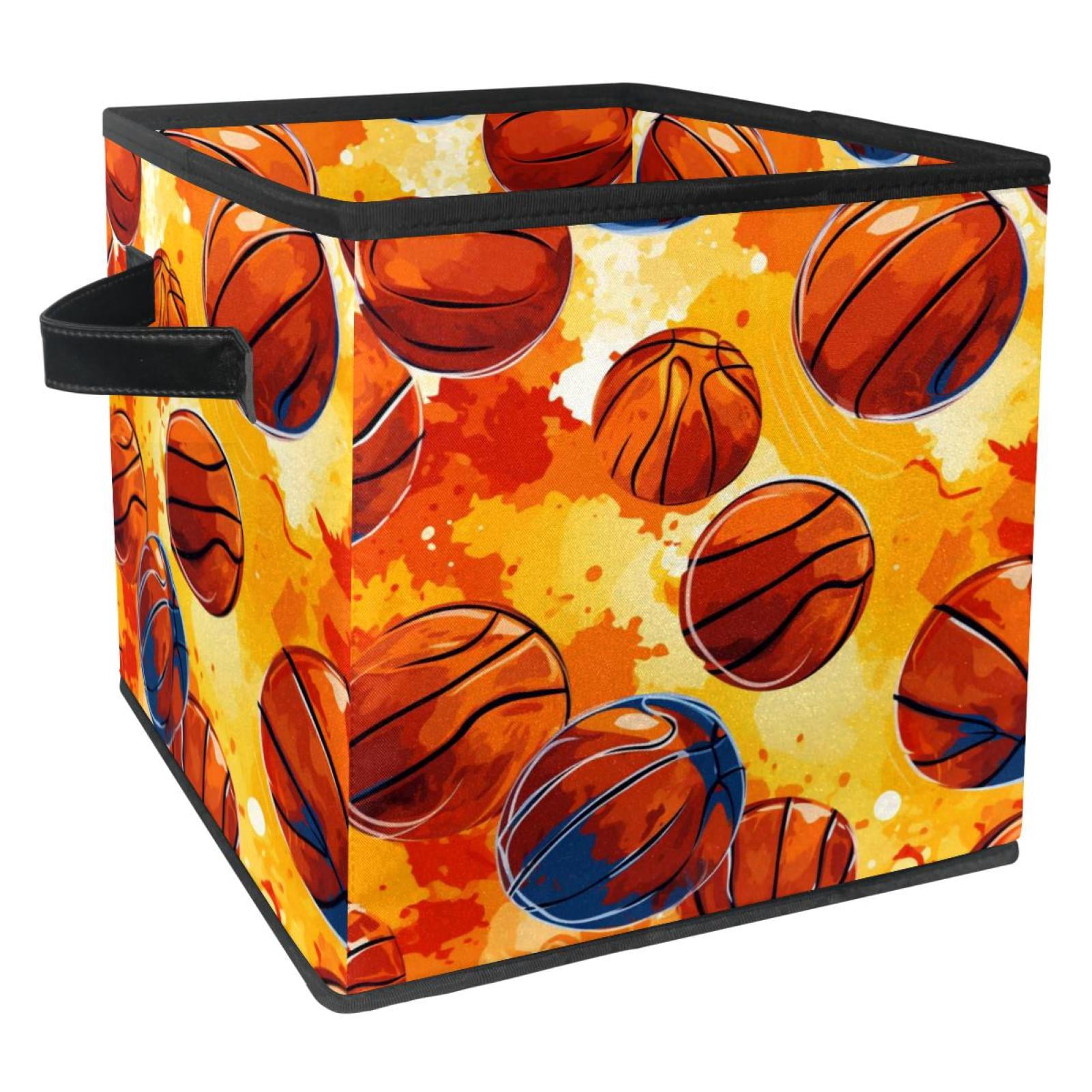 Basketball Foldable Toy Box with Handle Storage Bin, 10.8"x10.5"x10.6 ...