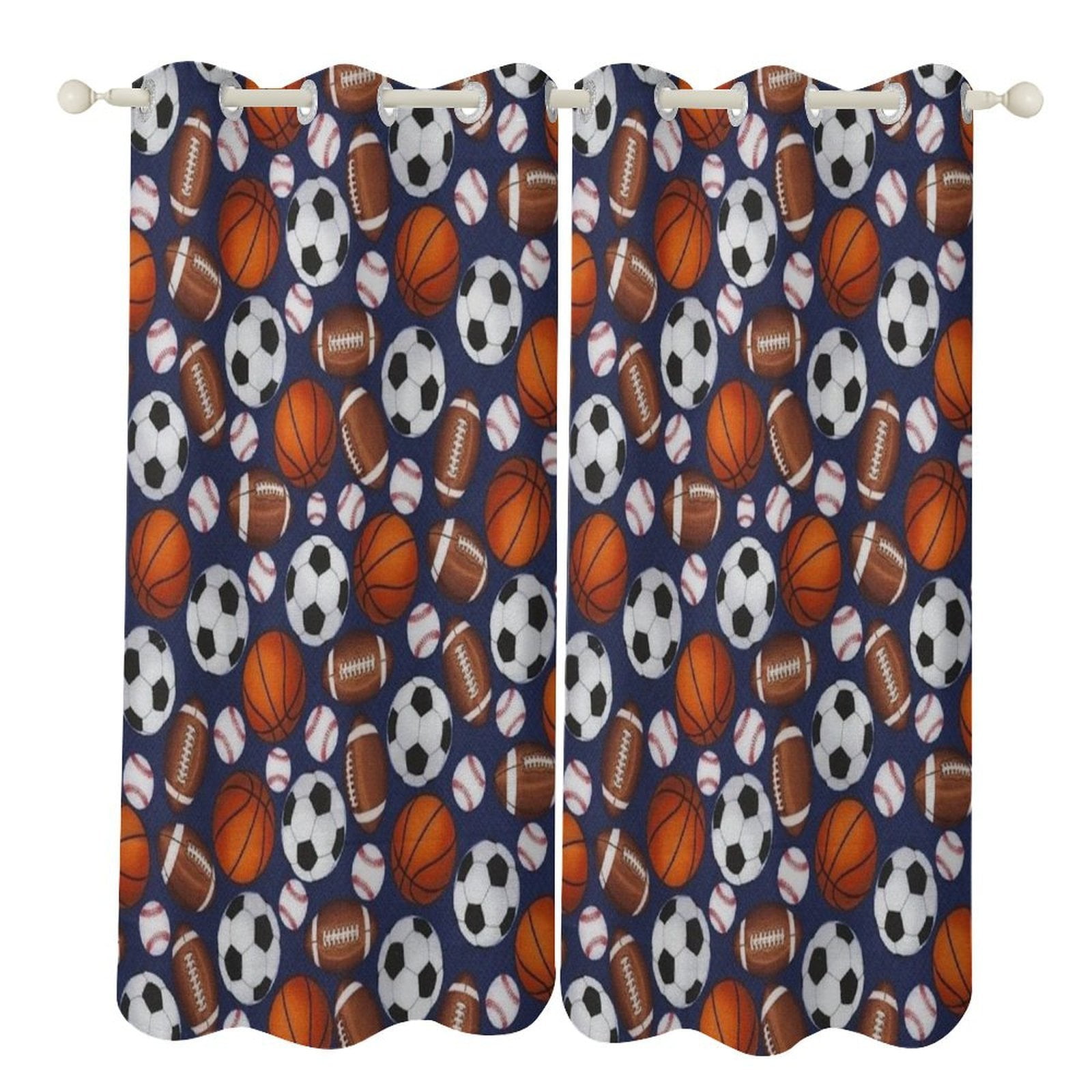 Basketball Football 2 Panels Blackout Curtains for Bedroom Living Room ...