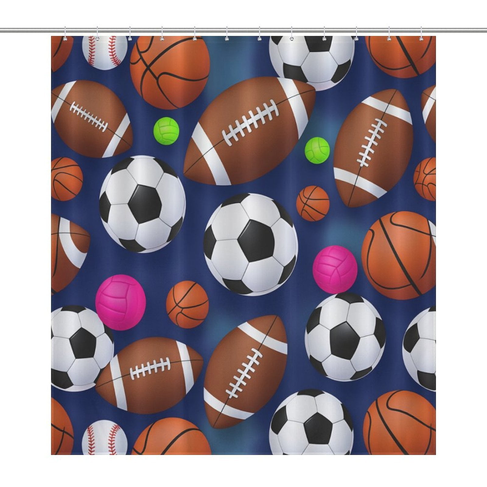 Basketball Football Shower Curtain Bathroom Curtains Waterproof Fabric ...