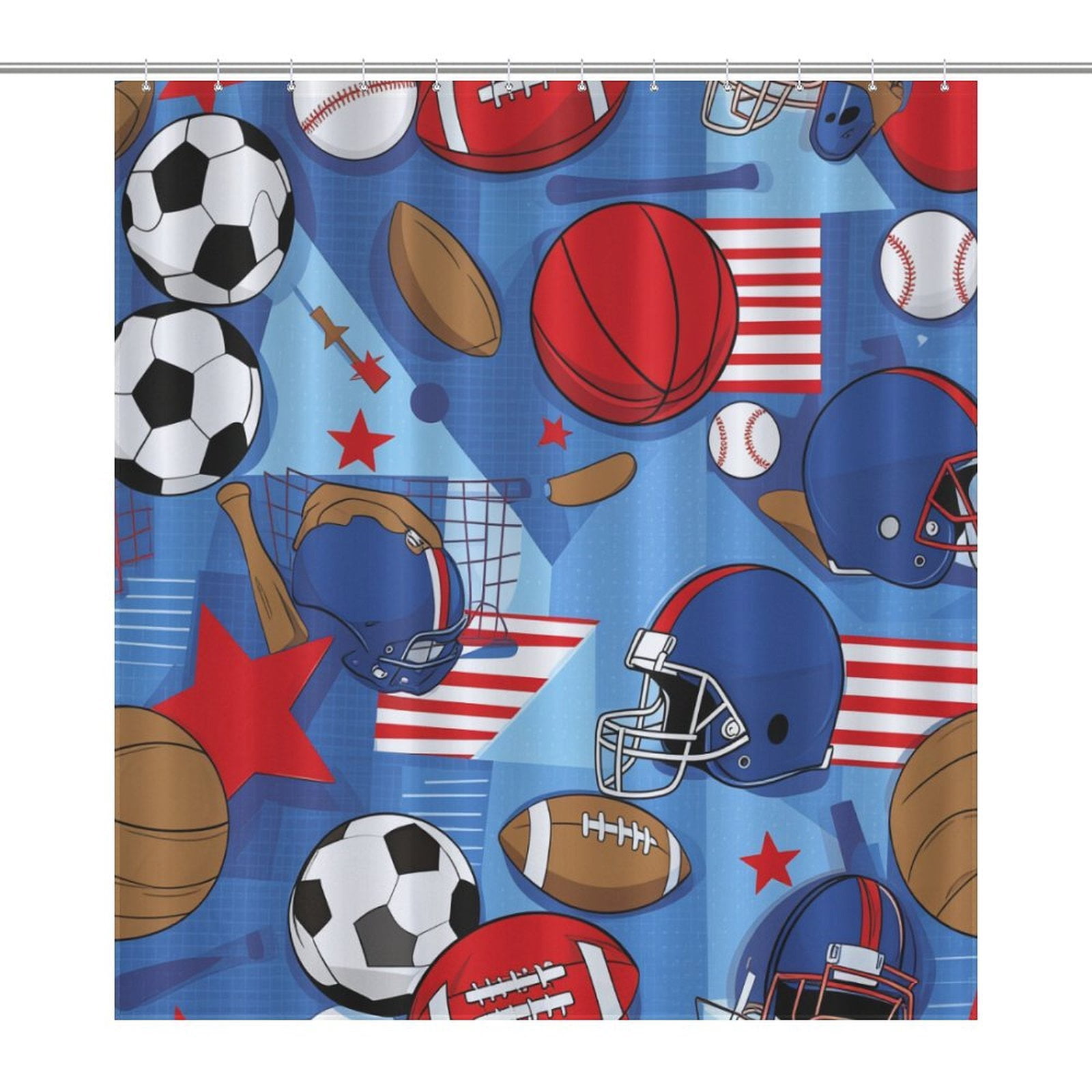 Basketball Football Shower Curtain Ornament Bathroom Curtains with ...