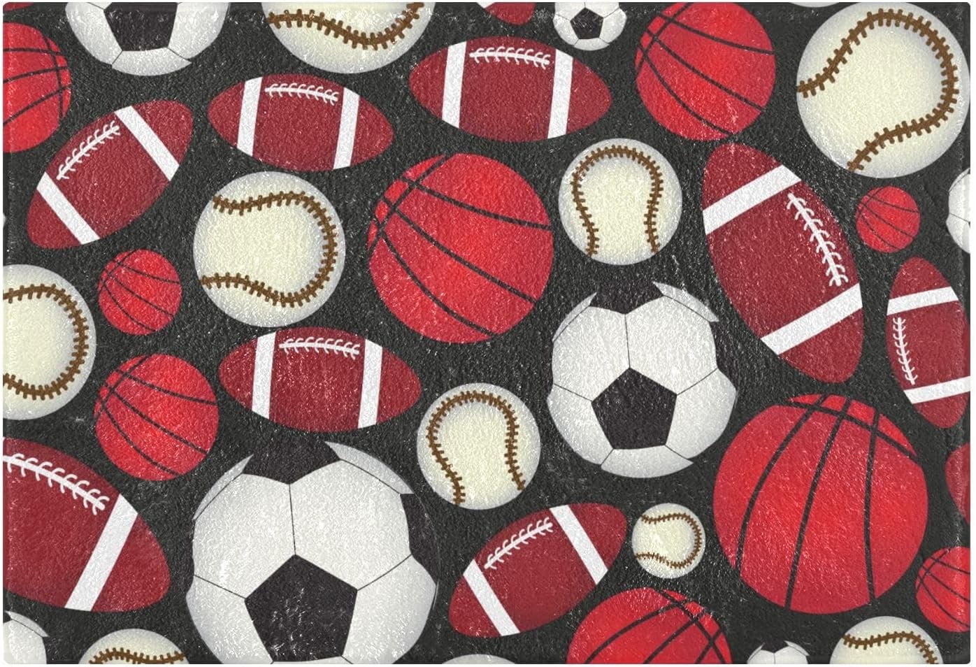 Basketball Football Soccer Baseball Bathroom Rug Rectangular Bath Mat ...