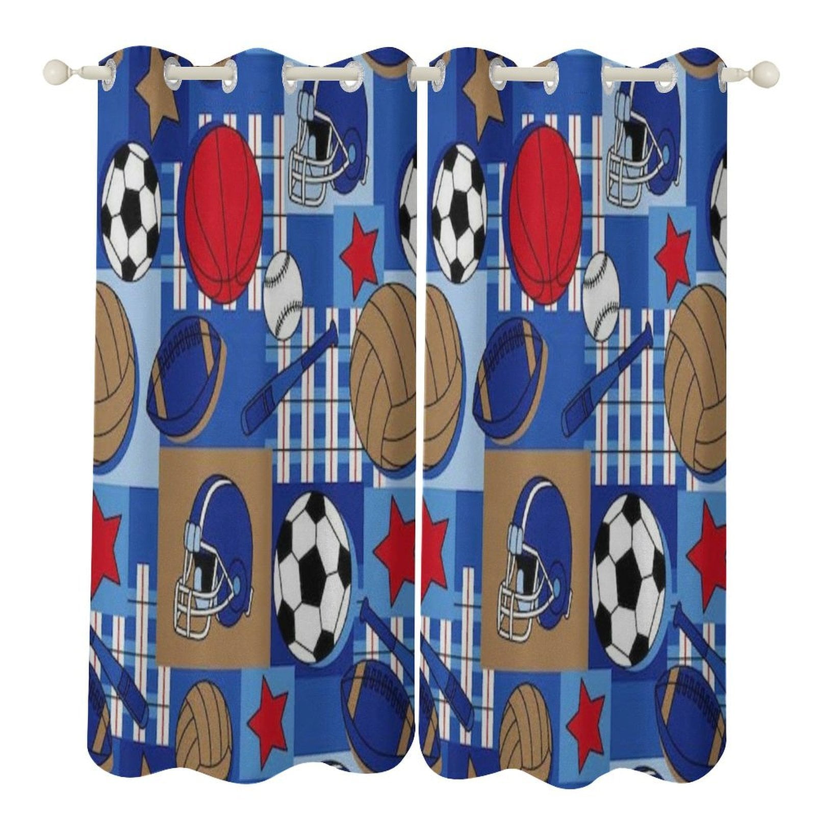 Basketball Football Window Blackout Curtain 3d Printed Blackout Curtain ...