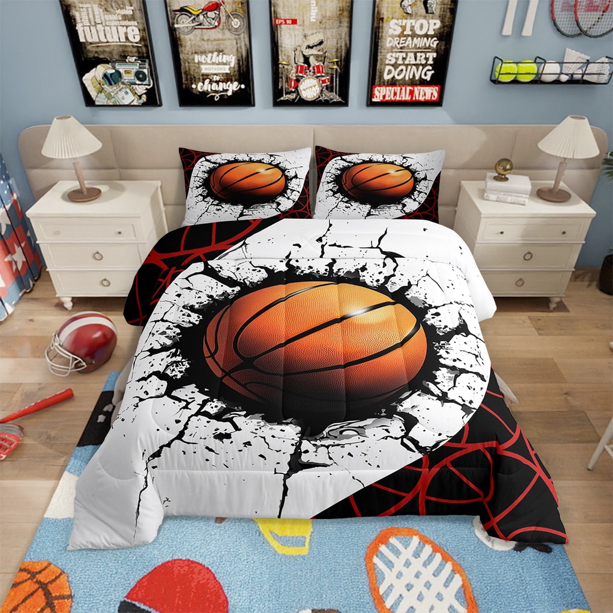 Basketball Full Comforter Set for Girls Sports Bedding Sets for Boys ...