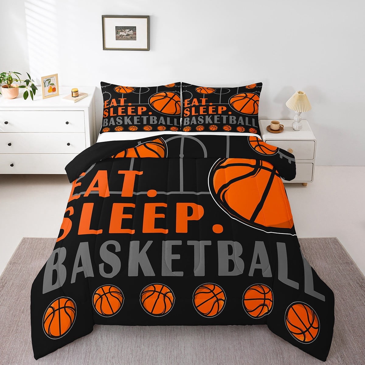 Basketball Full Comforter Set Sports Bedding Sets Teen Sport Game Ball ...