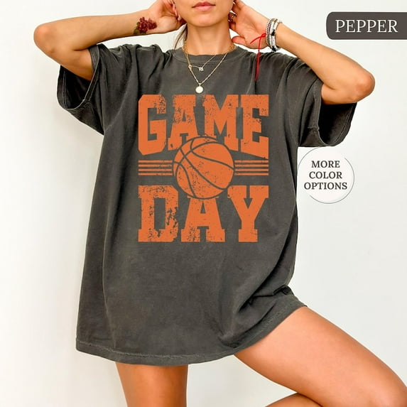 Basketball Game Day Graphic Shirt Vintage Sports Letter Print Art Tee ...