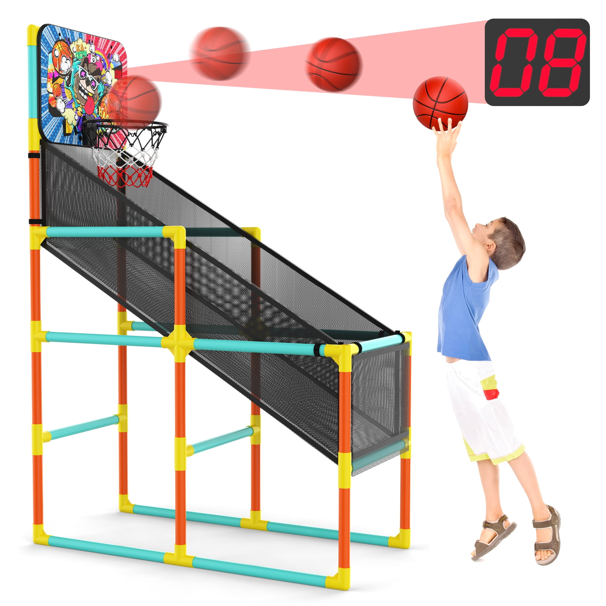 Basketball Game Set Indoor Outdoor, Kids Basketball Hoop with ...