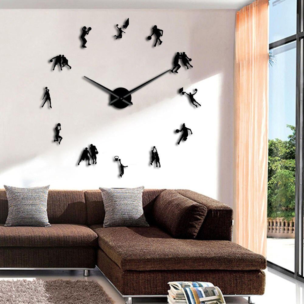 Basketball Game Sport Modern DIY Large Wall Clock Athlete Hoopster Sign ...